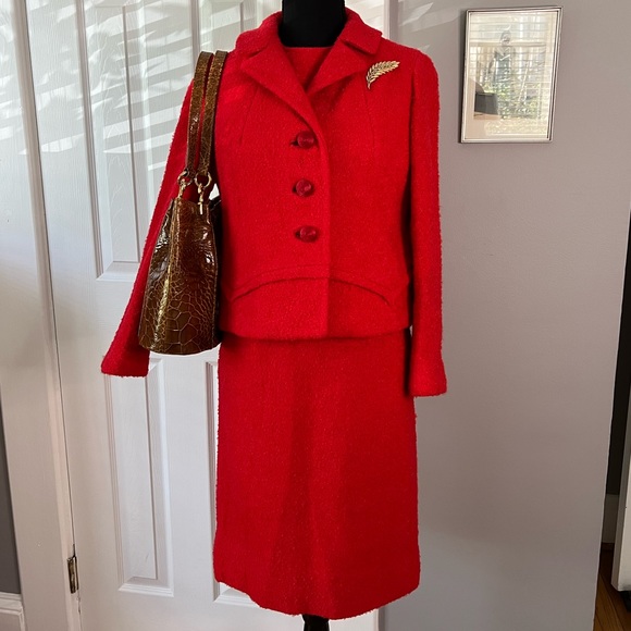 Vintage | Skirts | Vintage 96s Cherry Red 3 Piece Suit | Poshmark